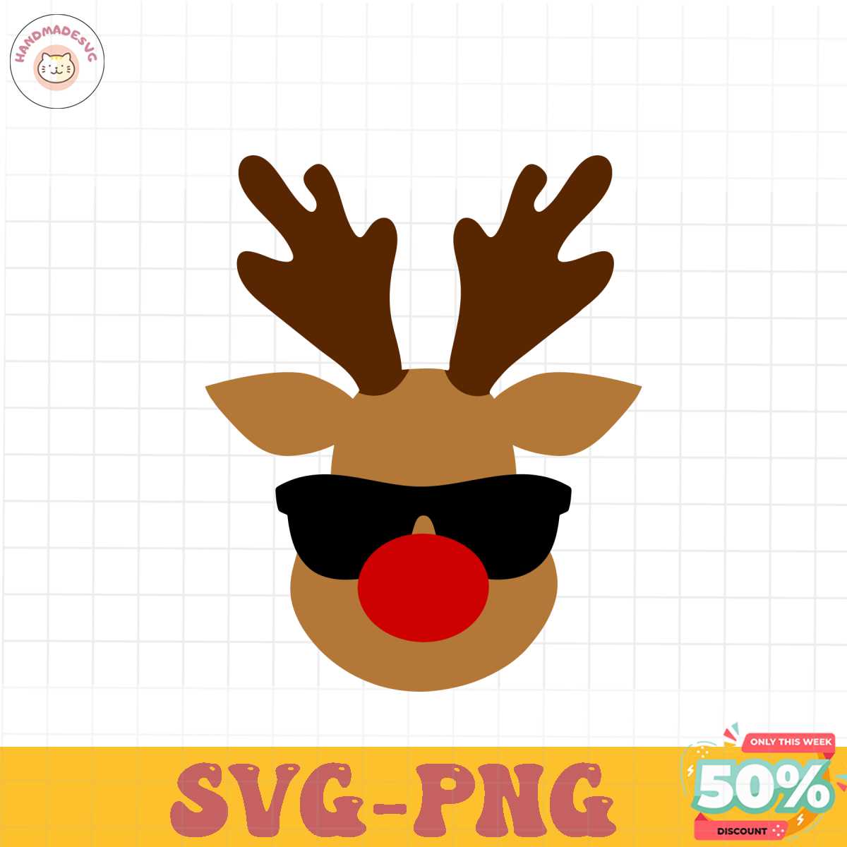 Cool Rudolph Svg, Red Nose Reindeer Sunglasses Svg, Cute Bab | Inspire ...