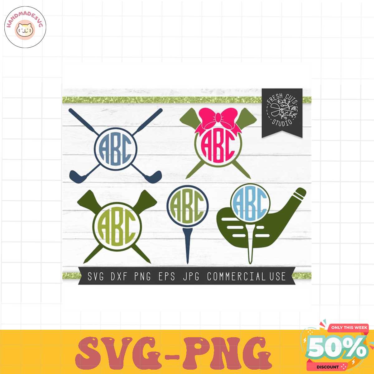 Golf Monogram SVG Cut Files for Cricut, Golfing Silhouettes, | Inspire ...
