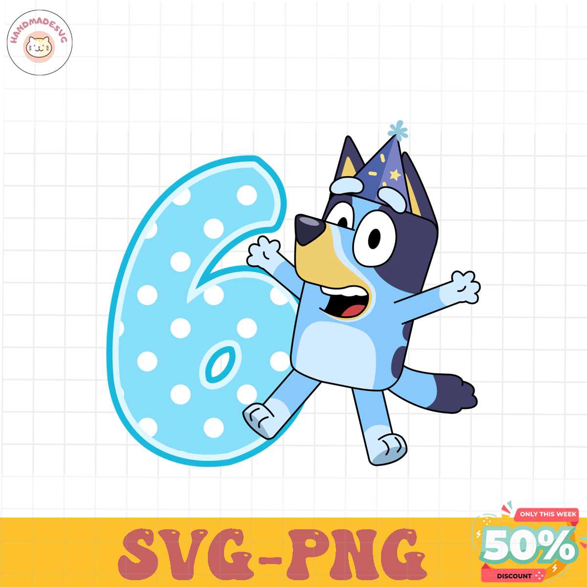 Bluey party supplies 6 svg, Bluey Birthday numbers SVG - Inspire Uplift