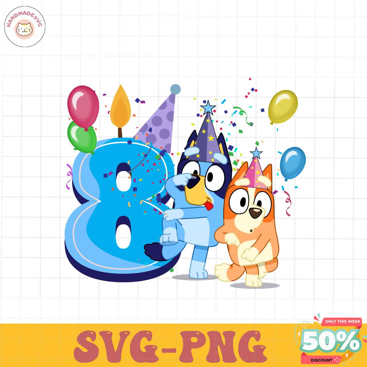 blueys 8 blue PNG, Bluey Birthday numbers png | Inspire Uplift