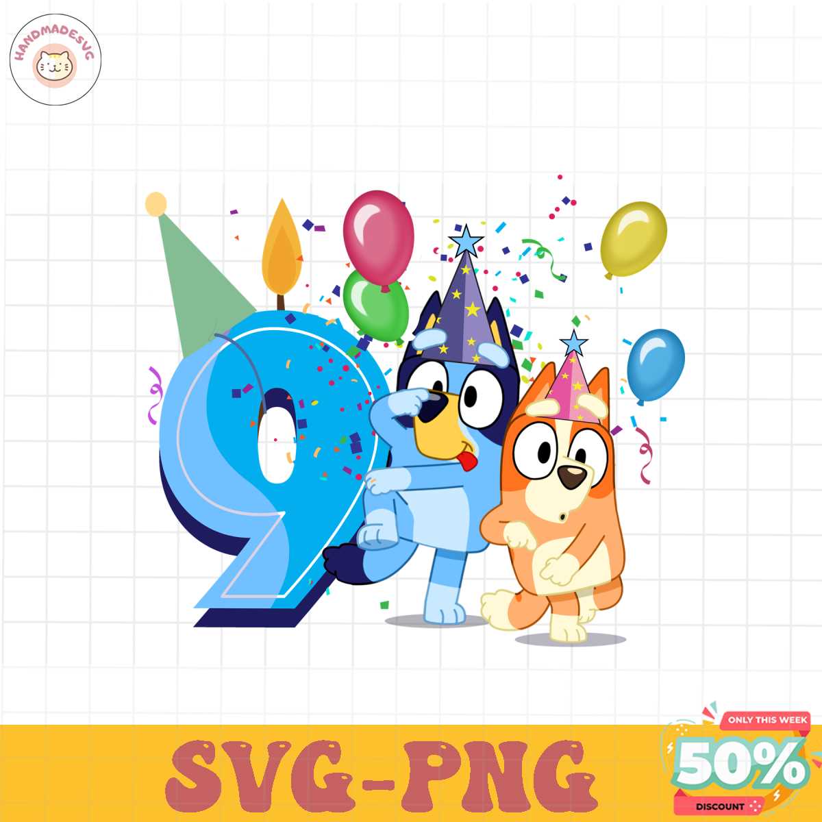 blueys 9 blue PNG, Bluey Birthday numbers PNG | Inspire Uplift