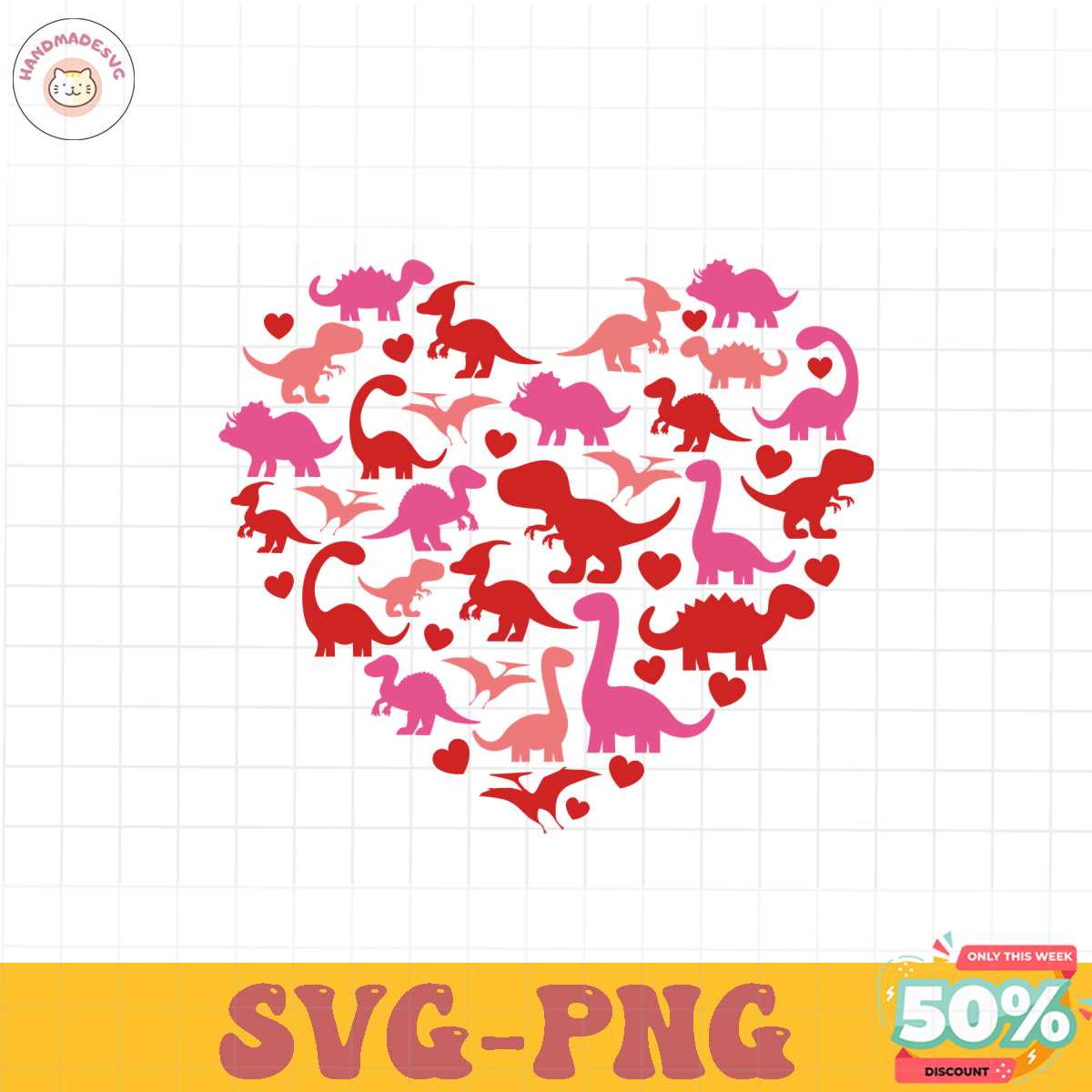 Dinosaur Heart SVG PNG file | Inspire Uplift