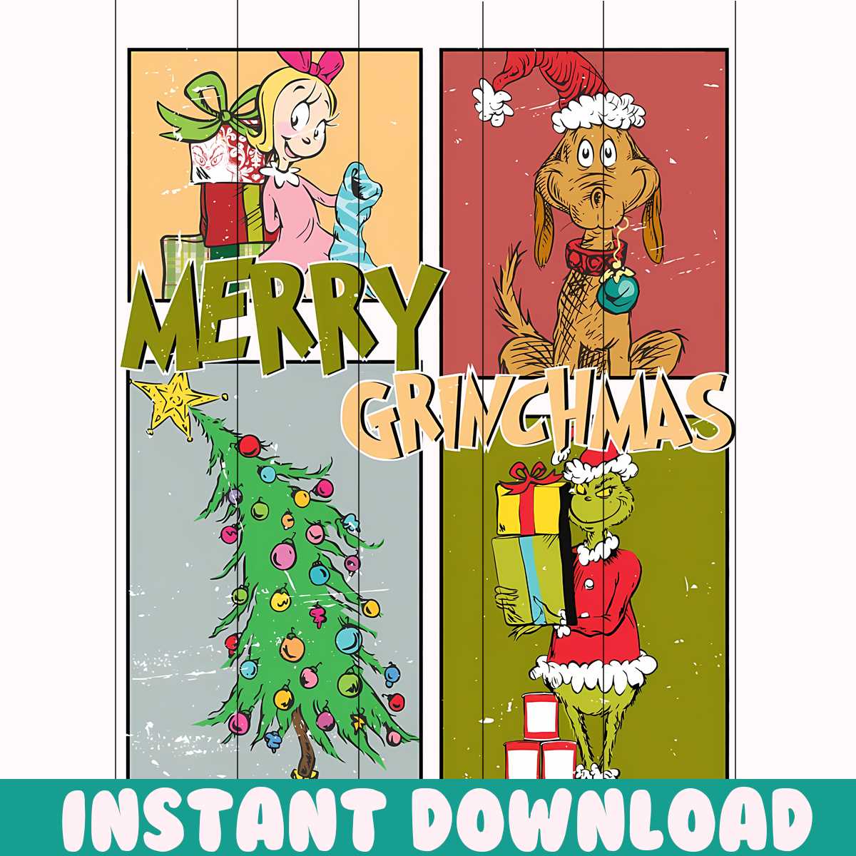 Vintage Merry Grinchmas Characters PNG Download File | Inspire Uplift