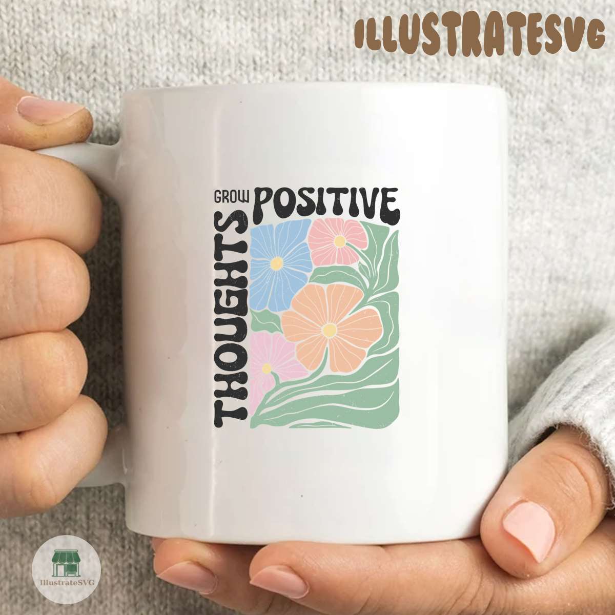 Grow positive thoughts SVG, Boho Floral Quote SVG Bundle | Inspire Uplift
