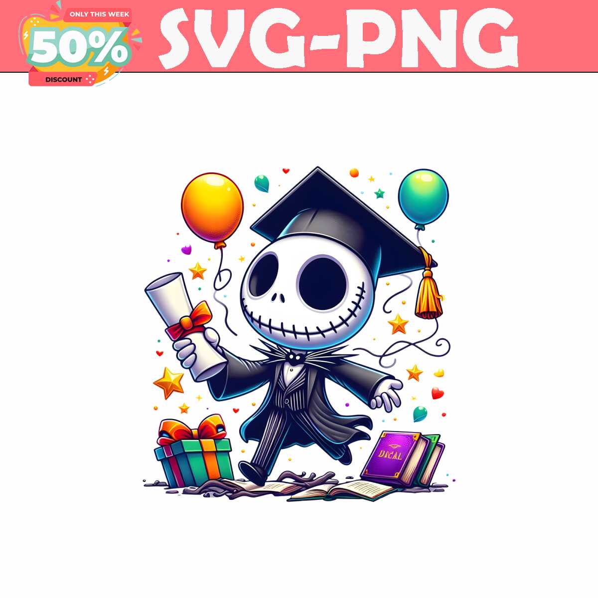 Funny Jack Skellington Graduation PNG | Inspire Uplift