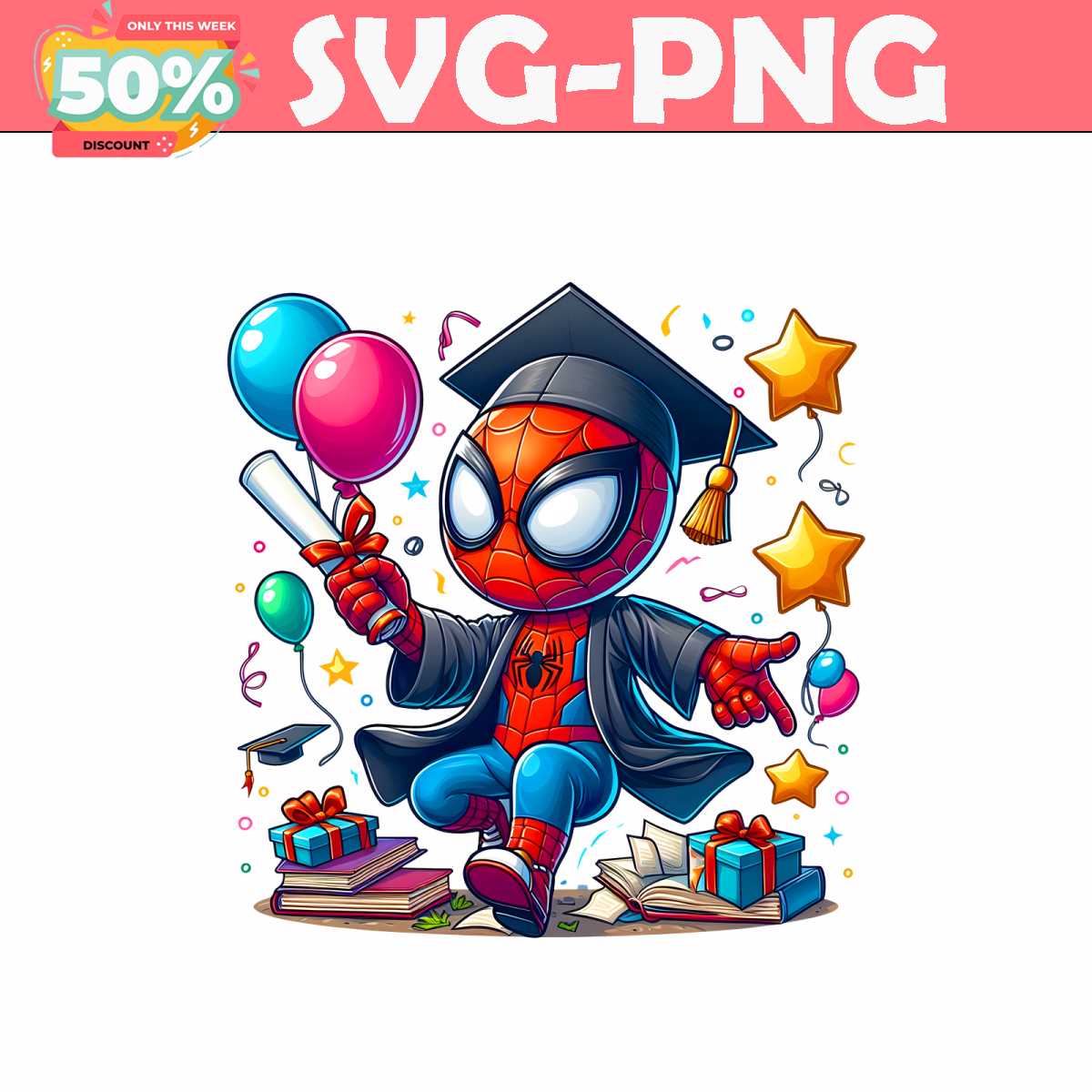 Funny Spiderman Graduation Party PNG | Inspire Uplift