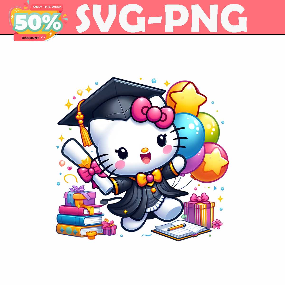 Hello Kitty Cartoon Graduation PNG | Inspire Uplift