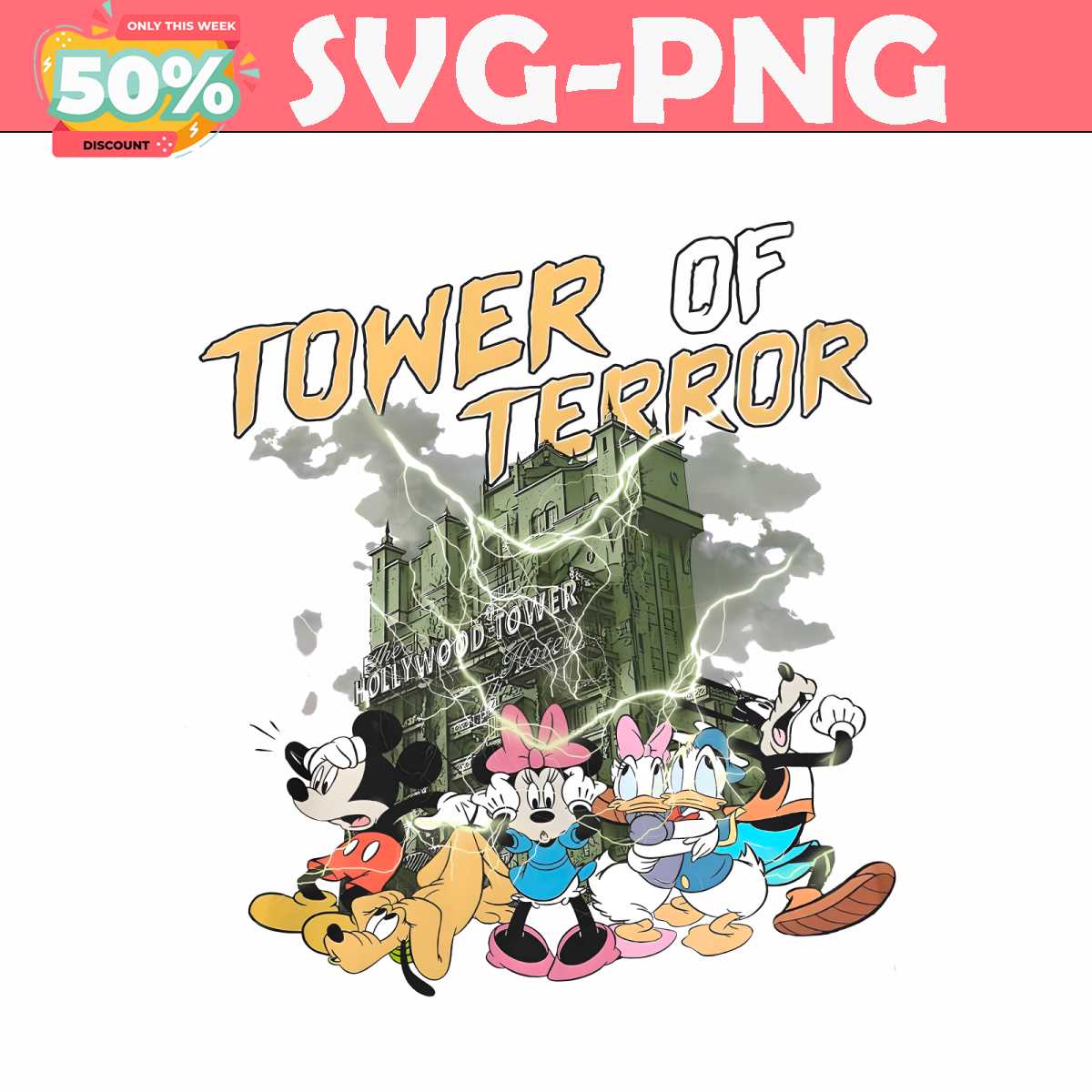 Retro Mickey And Friends Tower Of Terror PNG | Inspire Uplift