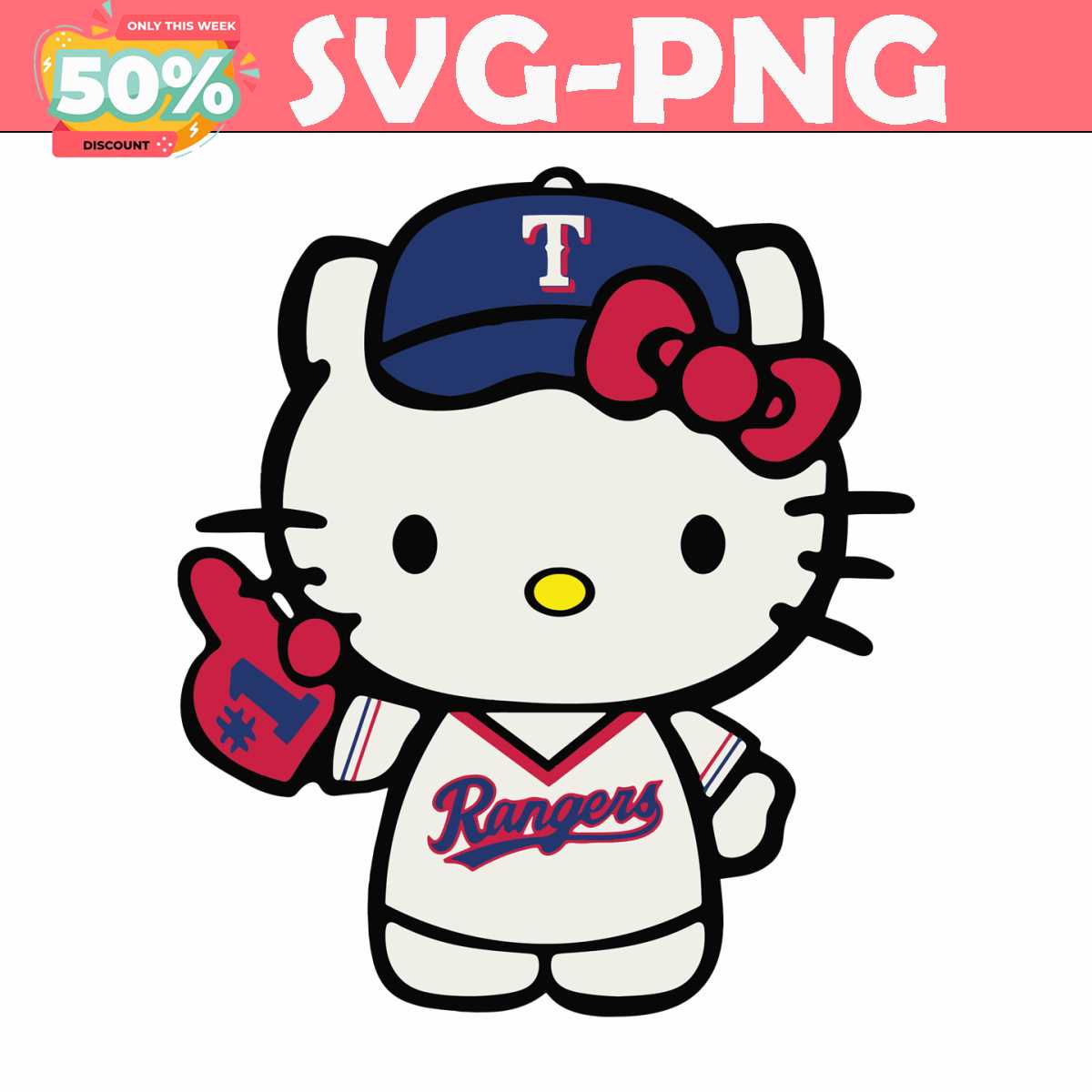 Hello Kitty Texas Rangers Baseball Team SVG | Inspire Uplift