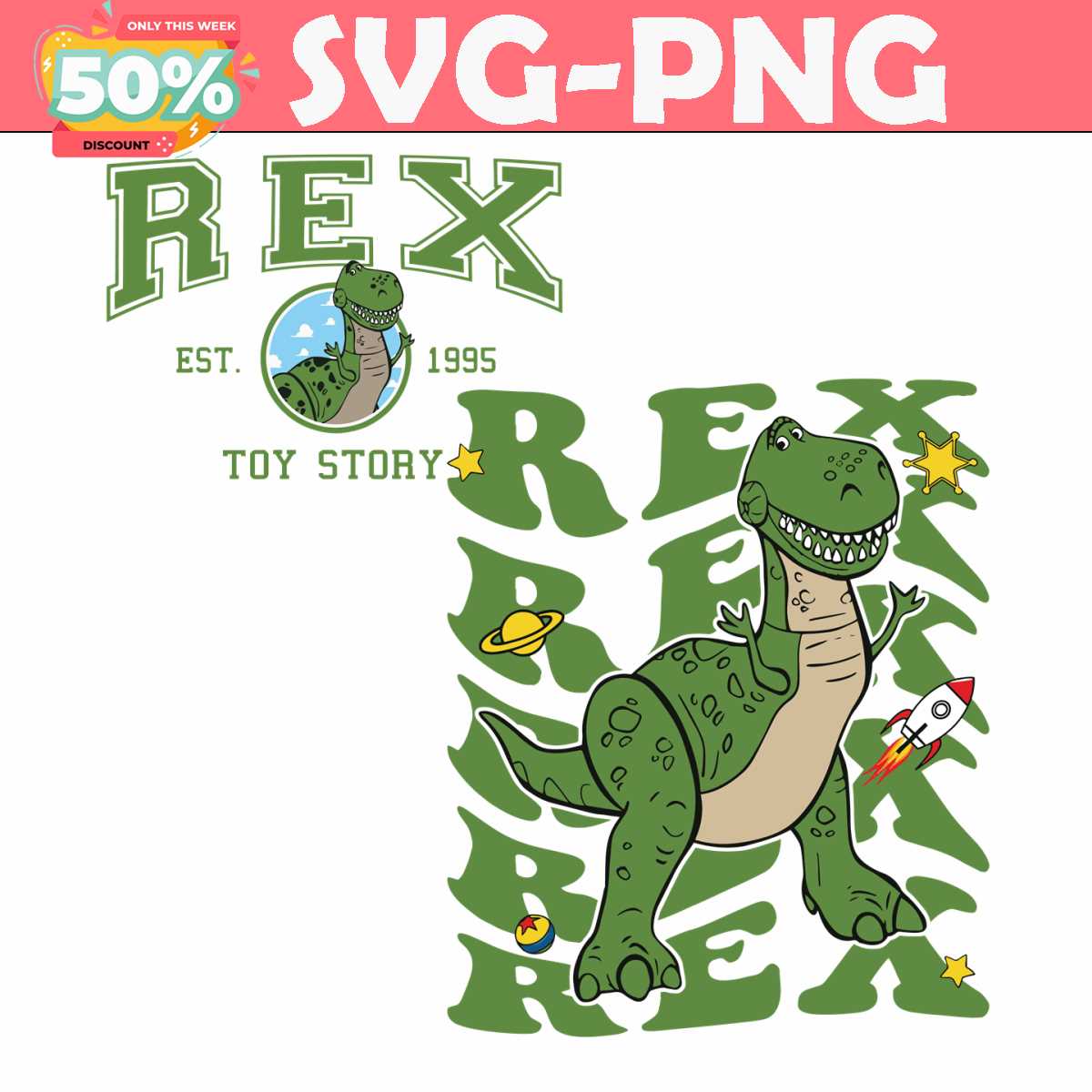Funny Toy Story Rex Dinosaur Est 1995 SVG | Inspire Uplift