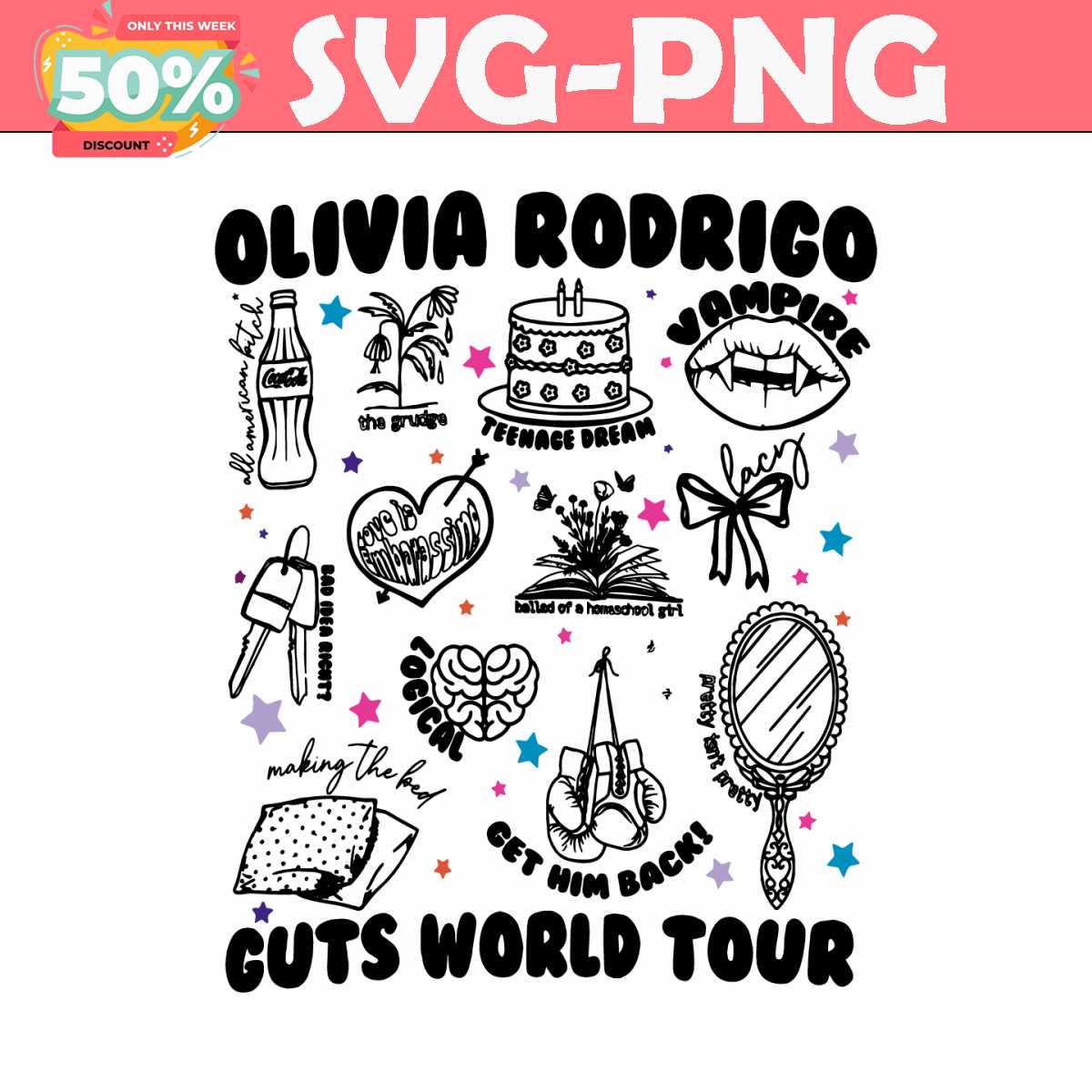 Olivia Rodrigo Guts World Tour Music Concert SVG | Inspire Uplift