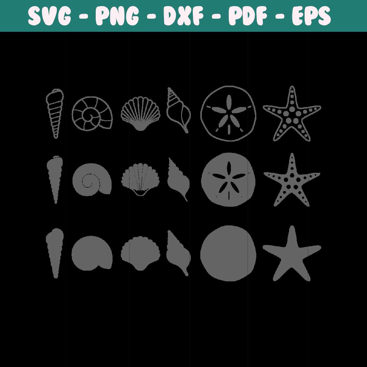 Seashells SVG. Cricut cut files. Layered files. Silhouette. | Inspire ...