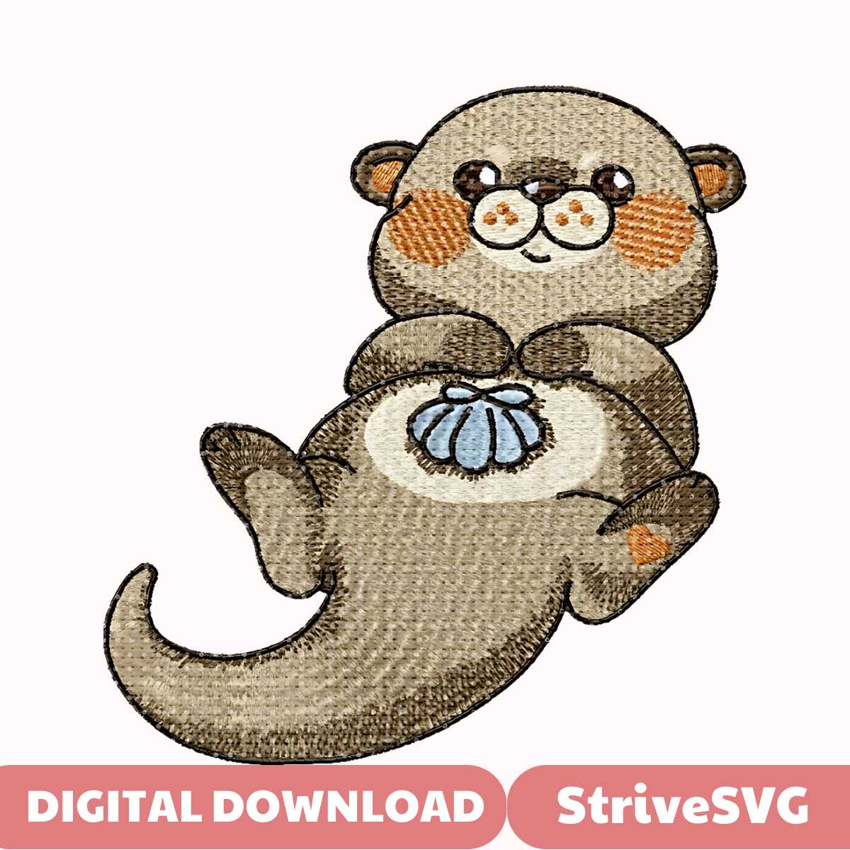 Otter Embroidery Design, Otter and Shell Motif, Pattern for | Inspire ...