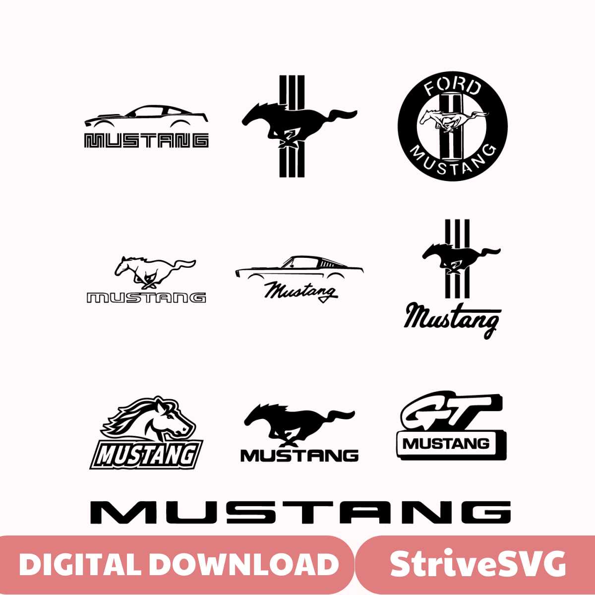 Mustang Svg Bundle, Mustang Car Logo Svg, Ford Mustang Svg, | Inspire ...