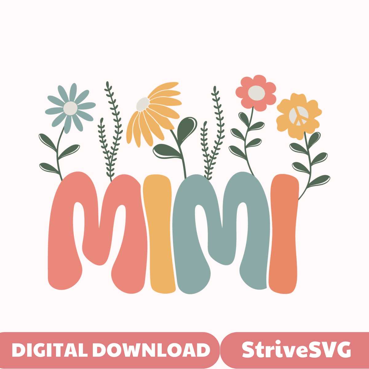 Mimi Flower Svg design, Floral Mimi Svg, Retro Mimi Svg, Mim | Inspire ...