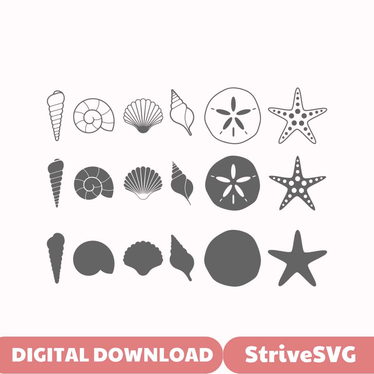 Seashells SVG. Cricut cut files. Layered files. Silhouette. | Inspire ...