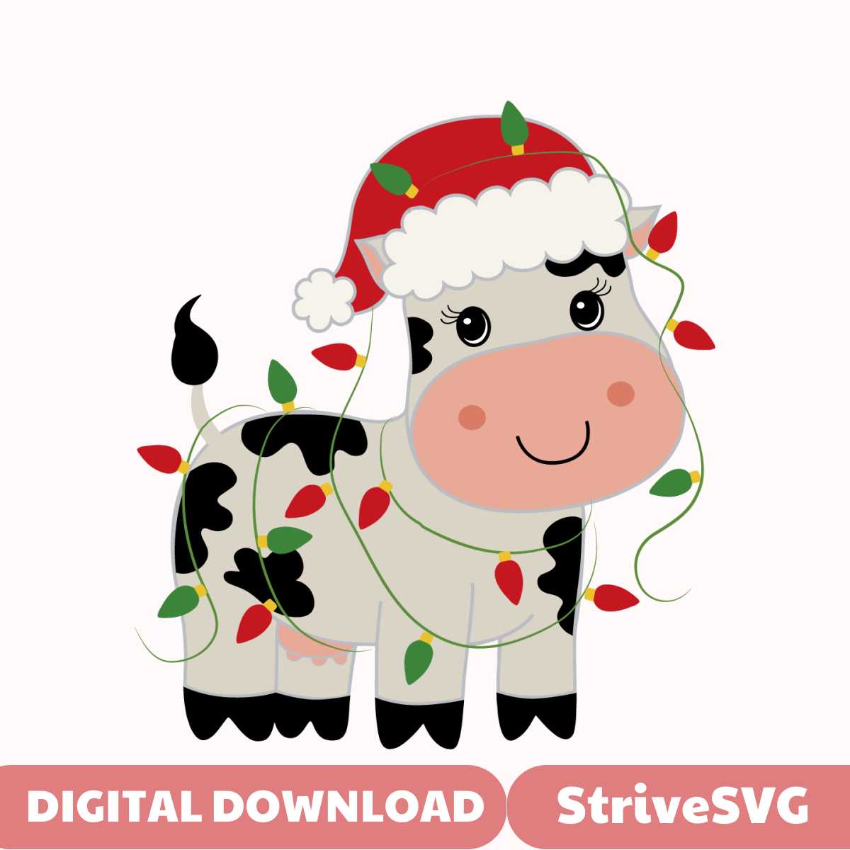 Christmas cow svg, Cow with Christmas lines svg jpg png Chri | Inspire ...