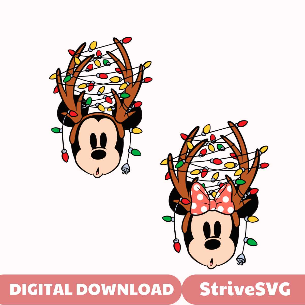 Mouse Reindeer Christmas Lights Svg Png, Layered Mouse Reind | Inspire ...