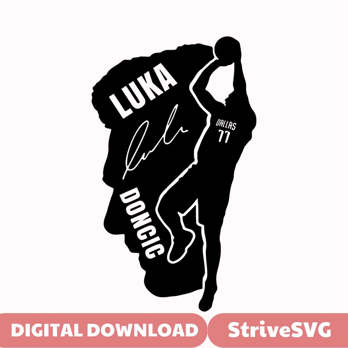 Luka Doncic Jump Shot with Name and Signature on Silhouette | Inspire ...