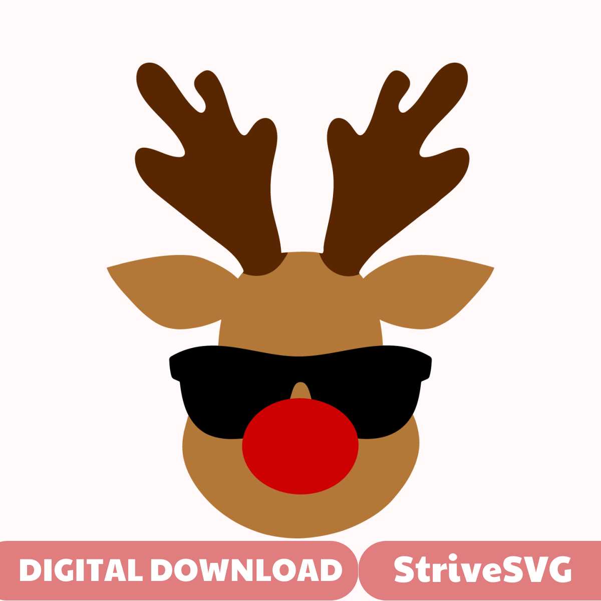 Cool Rudolph Svg, Red Nose Reindeer Sunglasses Svg, Cute Bab | Inspire ...