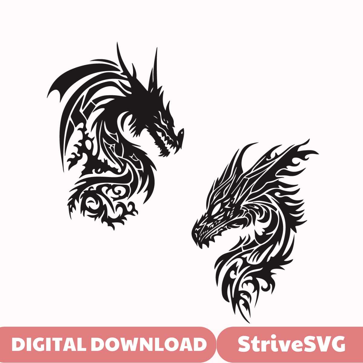 Dragons SVG Bundle, Tribal Dragon SVG, Dragon Tattoo svg, Dr | Inspire ...