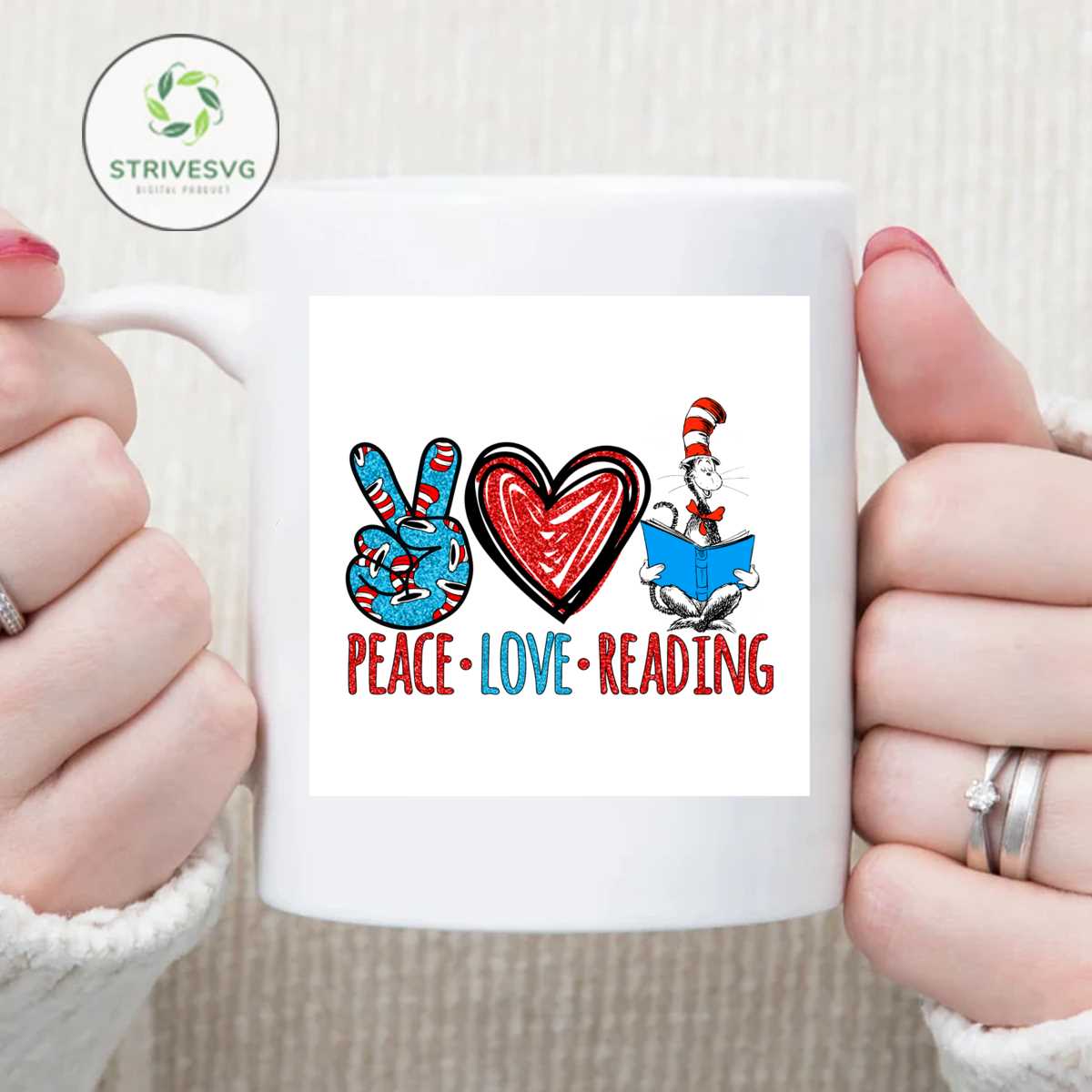 Peace Love Reading Svg, Dr Seuss Svg, Seuss Svg, Dr Seuss Gi | Inspire ...