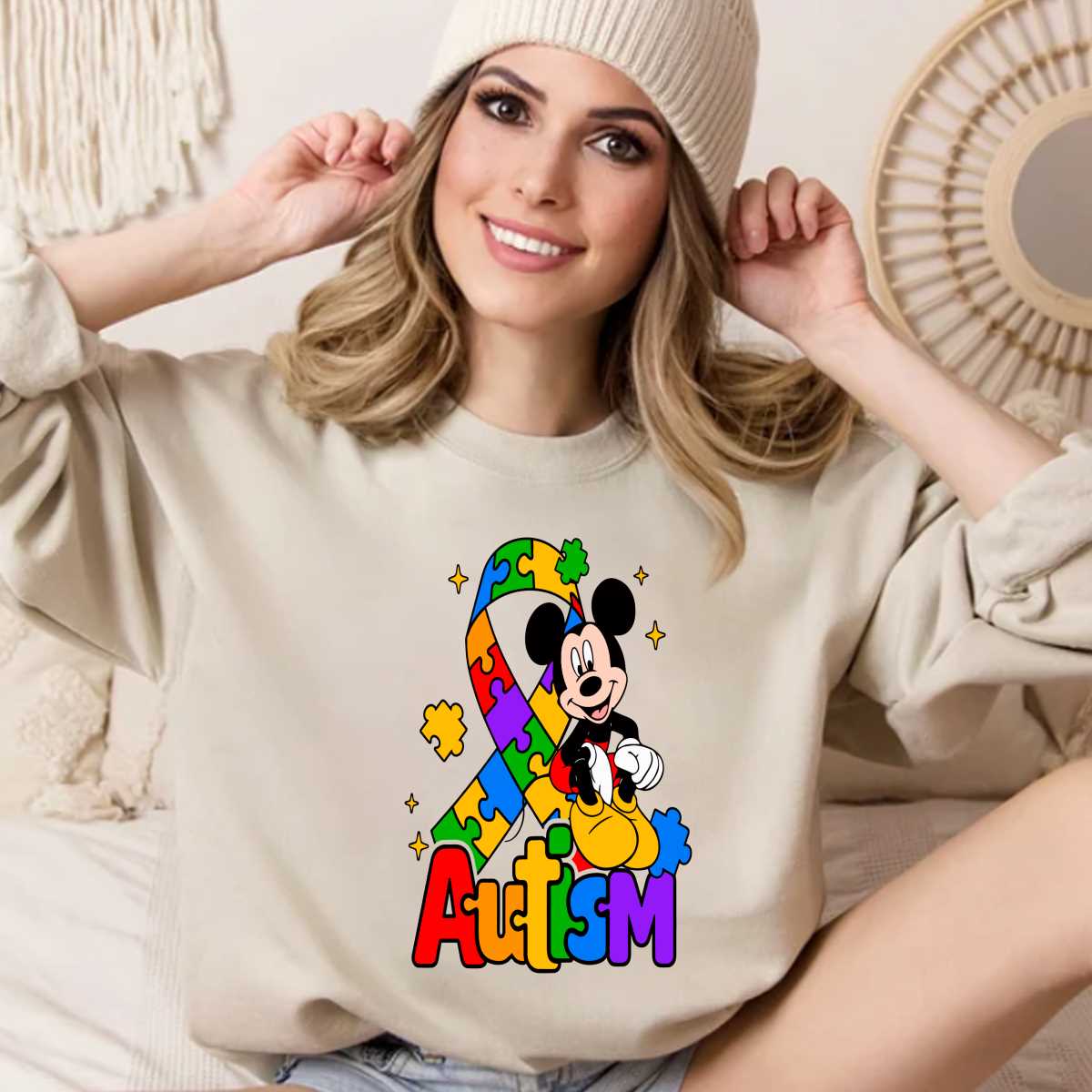 Mickey Autism Awareness Ribbon Puzzle Piece SVG | Inspire Uplift