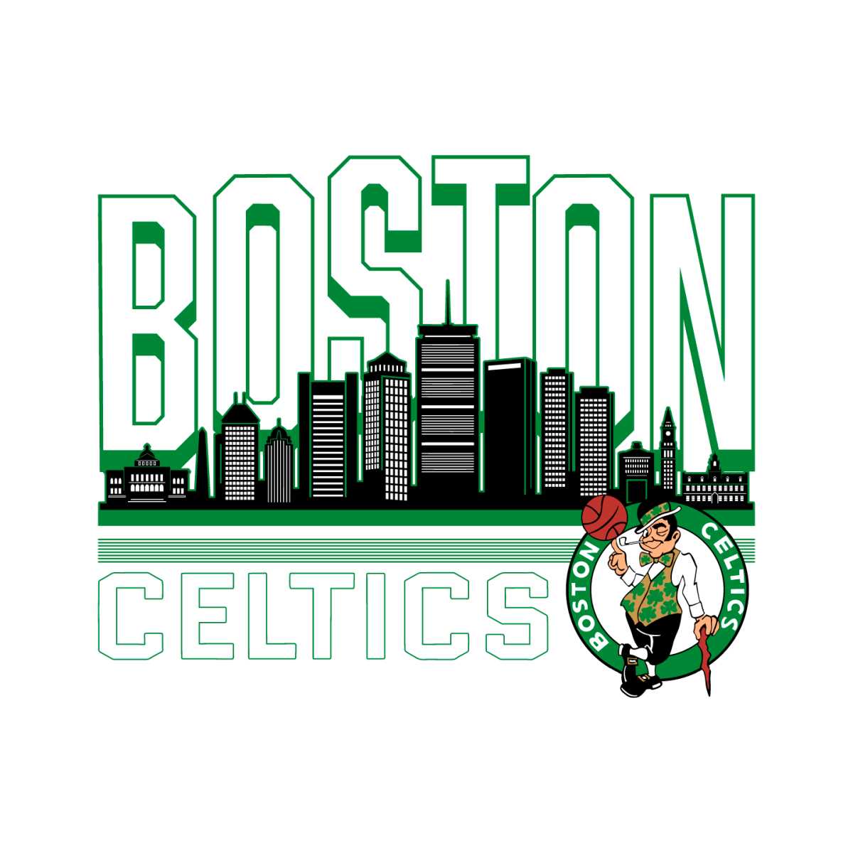 Skyline Boston Basketball Celtics Logo NBA Svg | Inspire Uplift