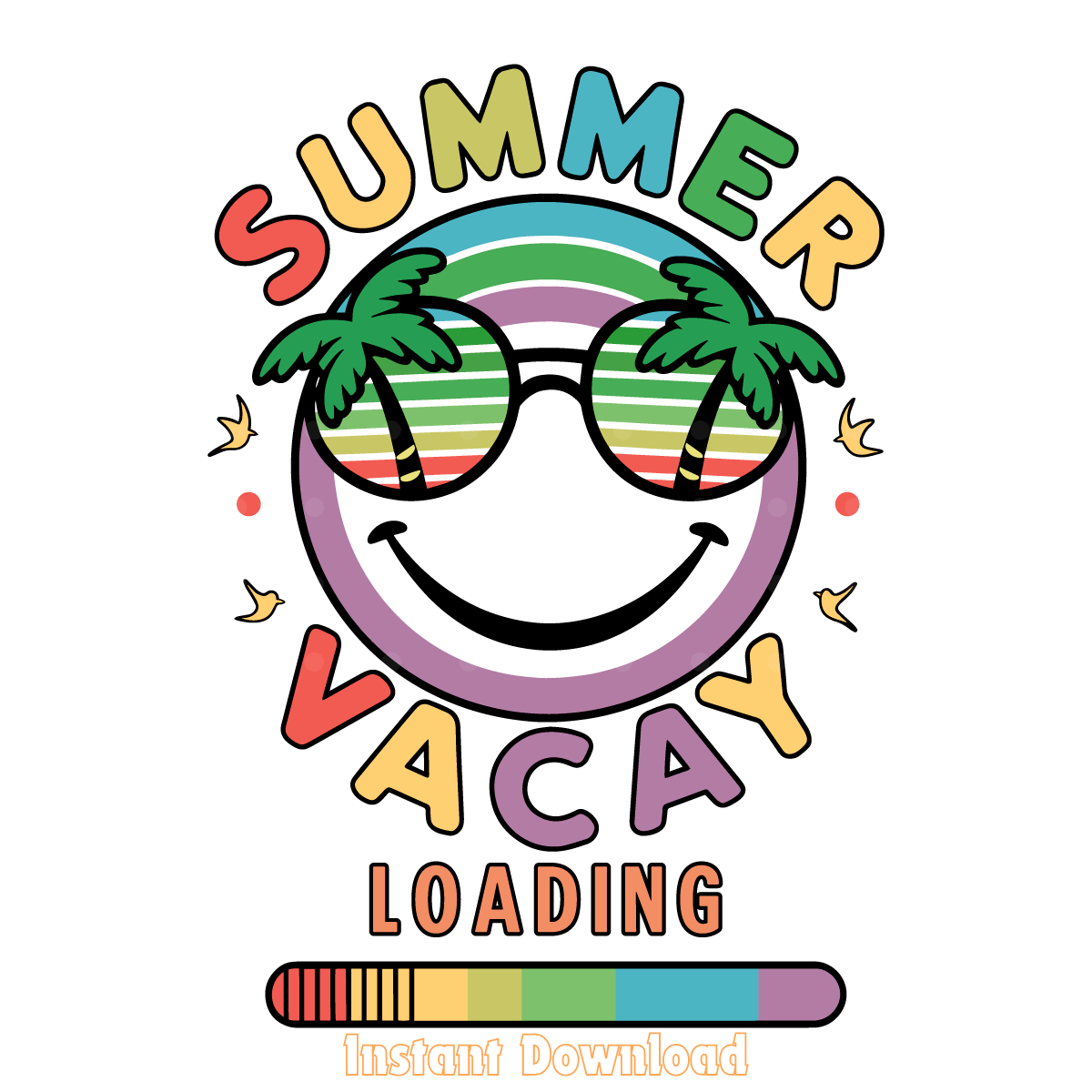Retro Summer Vacay Loading SVG Digital Download Files - Inspire Uplift