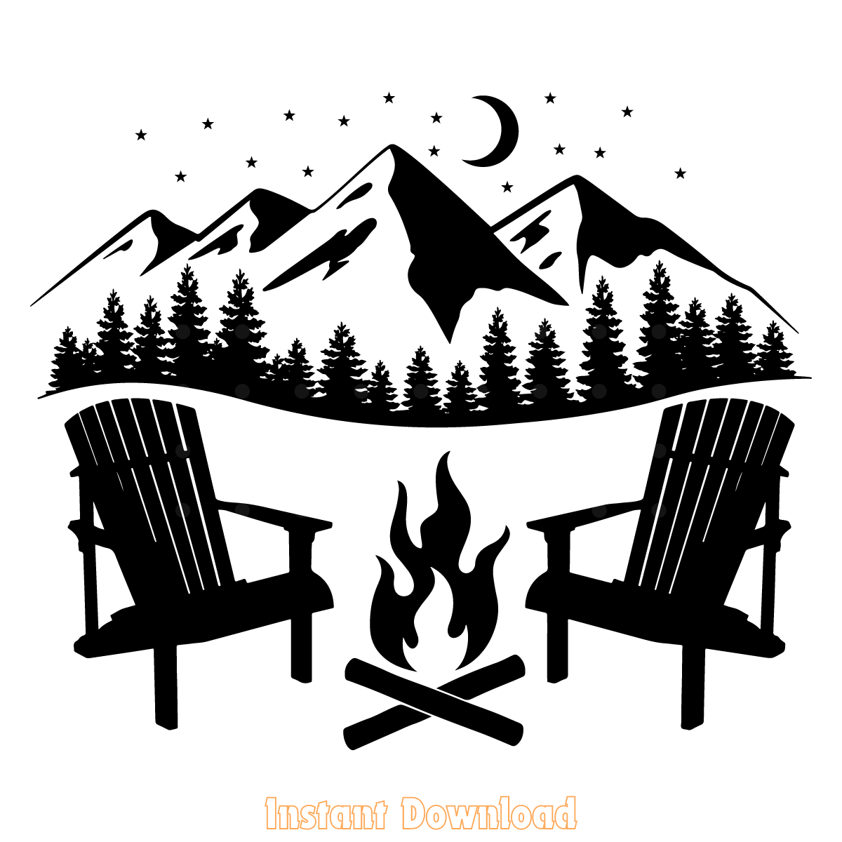 Campfire With Adirondack Chairs svg Digital Download Files | Inspire Uplift