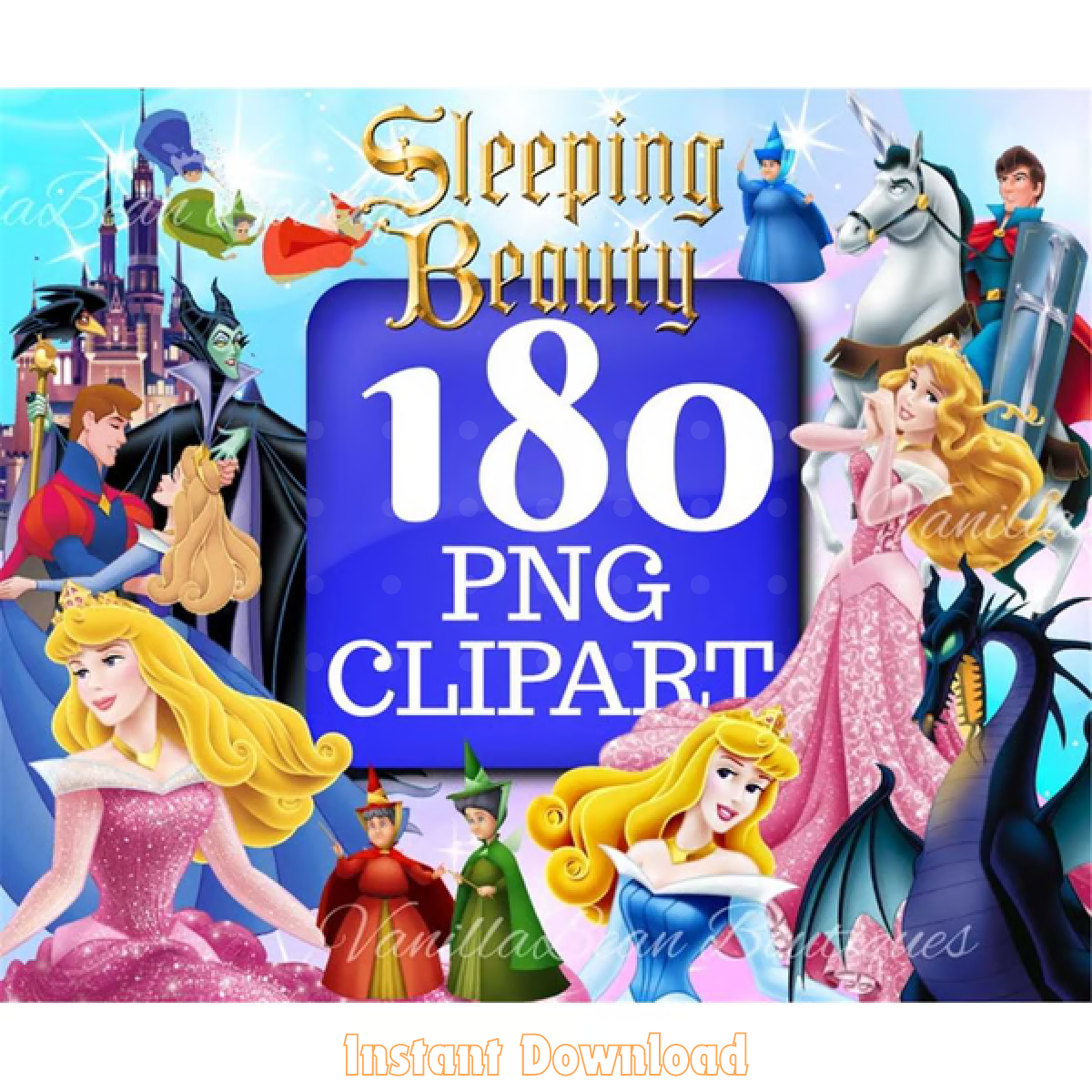 Sleeping Beauty PNG Clip art Digital Download Files | Inspire Uplift
