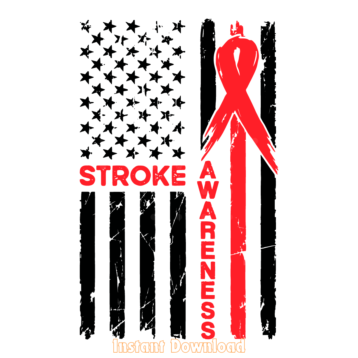 Stroke Awareness Svg Png, Stroke Awareness Flag Svg, Red Rib | Inspire ...