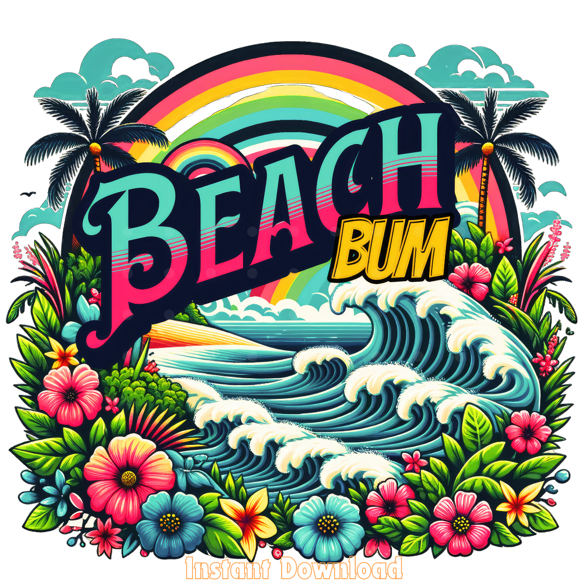 Beach Bum Png Design, Tropical Paradise Digital Download Fil | Inspire ...