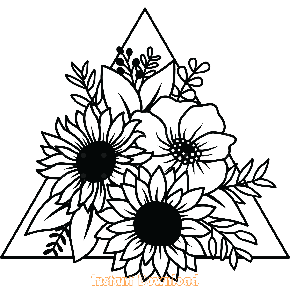 Sunflower Svg, Flower Bouquet Svg. Digital Download Files | Inspire Uplift