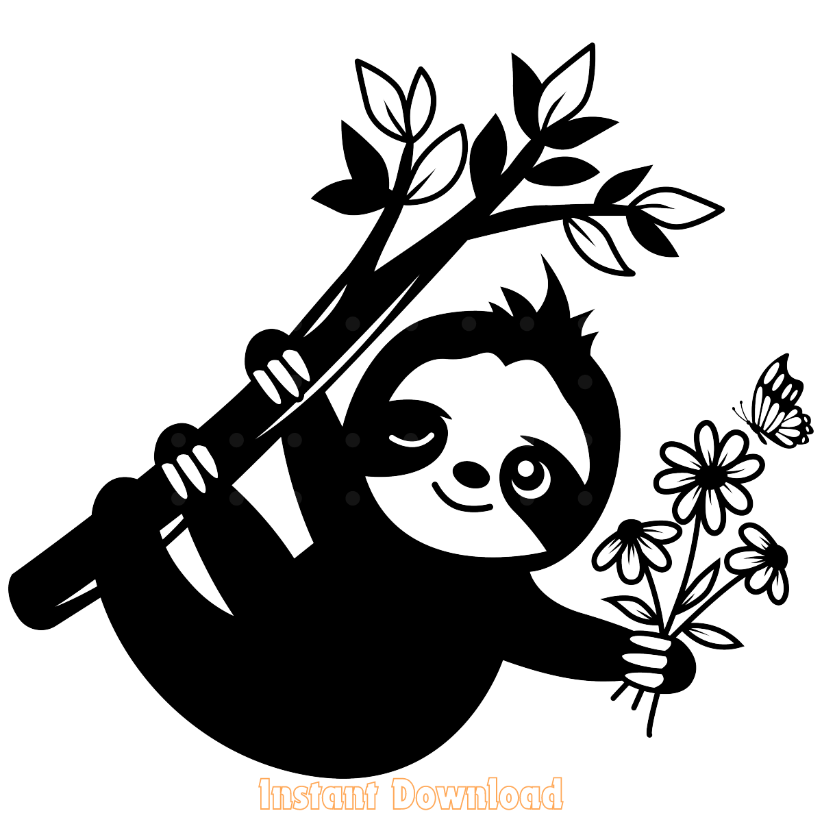 Sloth Svg Baby Sloth Flower Svg Files Digital Download Files | Inspire ...