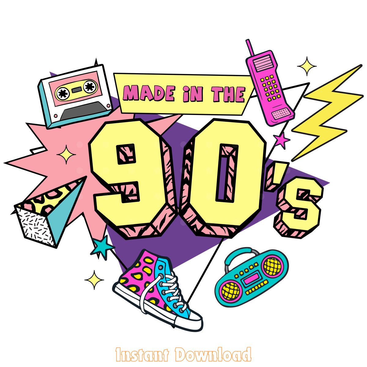 Made in the 90s PNG Sublimation Digital Download Files - Inspire Uplift