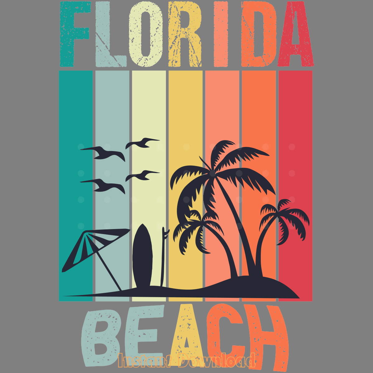 Florida Beach Vintage Summer Vibes Digital Download Files | Inspire Uplift