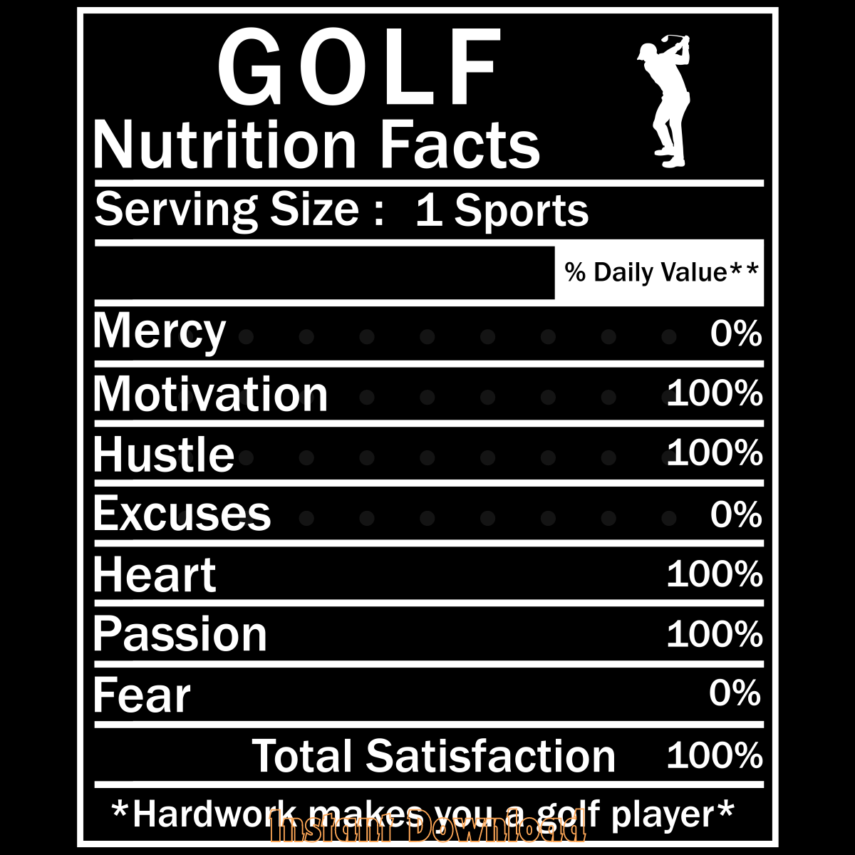 Funny Golf Nutrition Facts Svg Digital Download Files - Inspire Uplift