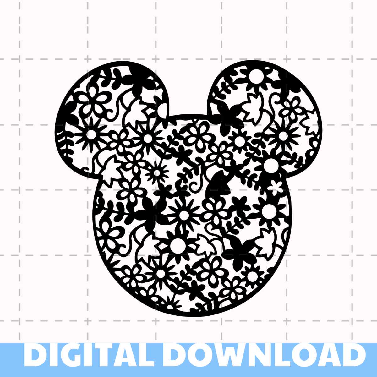 Mickey Head Mickey Floral Flowers Mouse Mouse Plotter Fil | Inspire Uplift