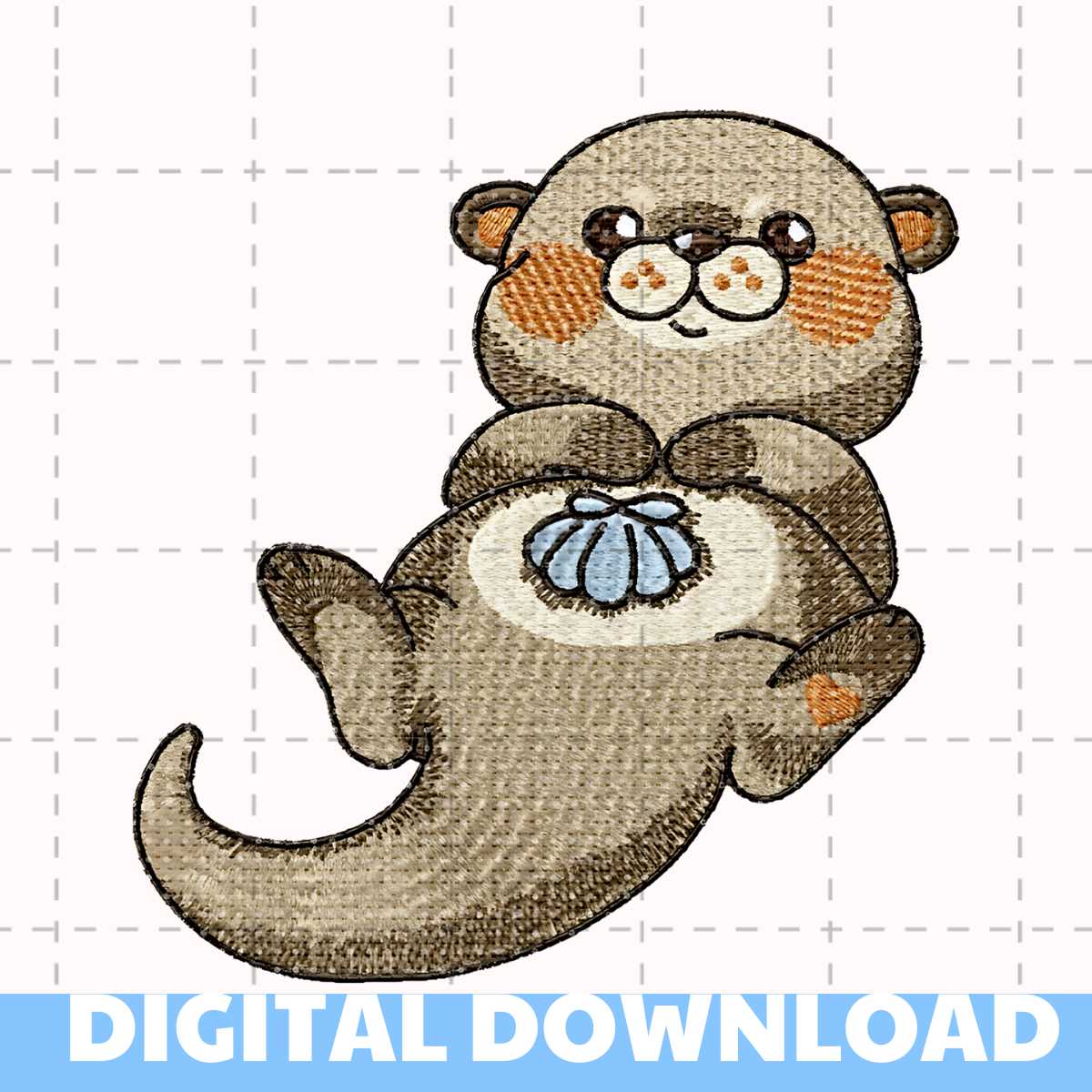 Otter Embroidery Design, Otter and Shell Motif, Pattern for | Inspire ...