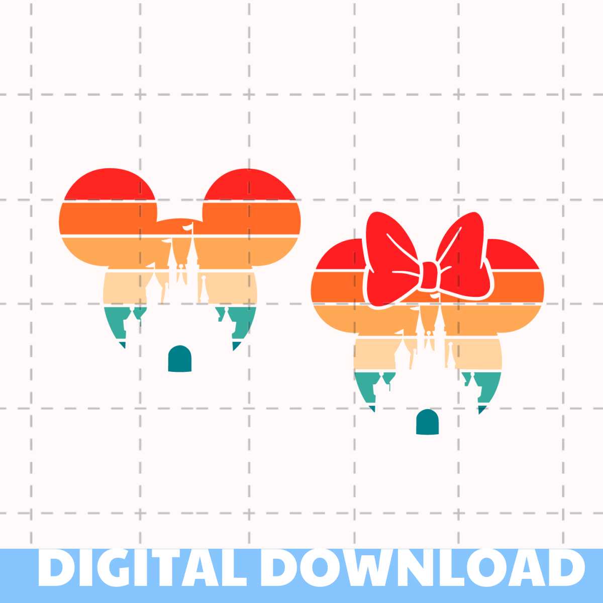 Sunset, Mickey Minnie Mouse, Castle, Ears Head, Svg Png Dxf | Inspire ...