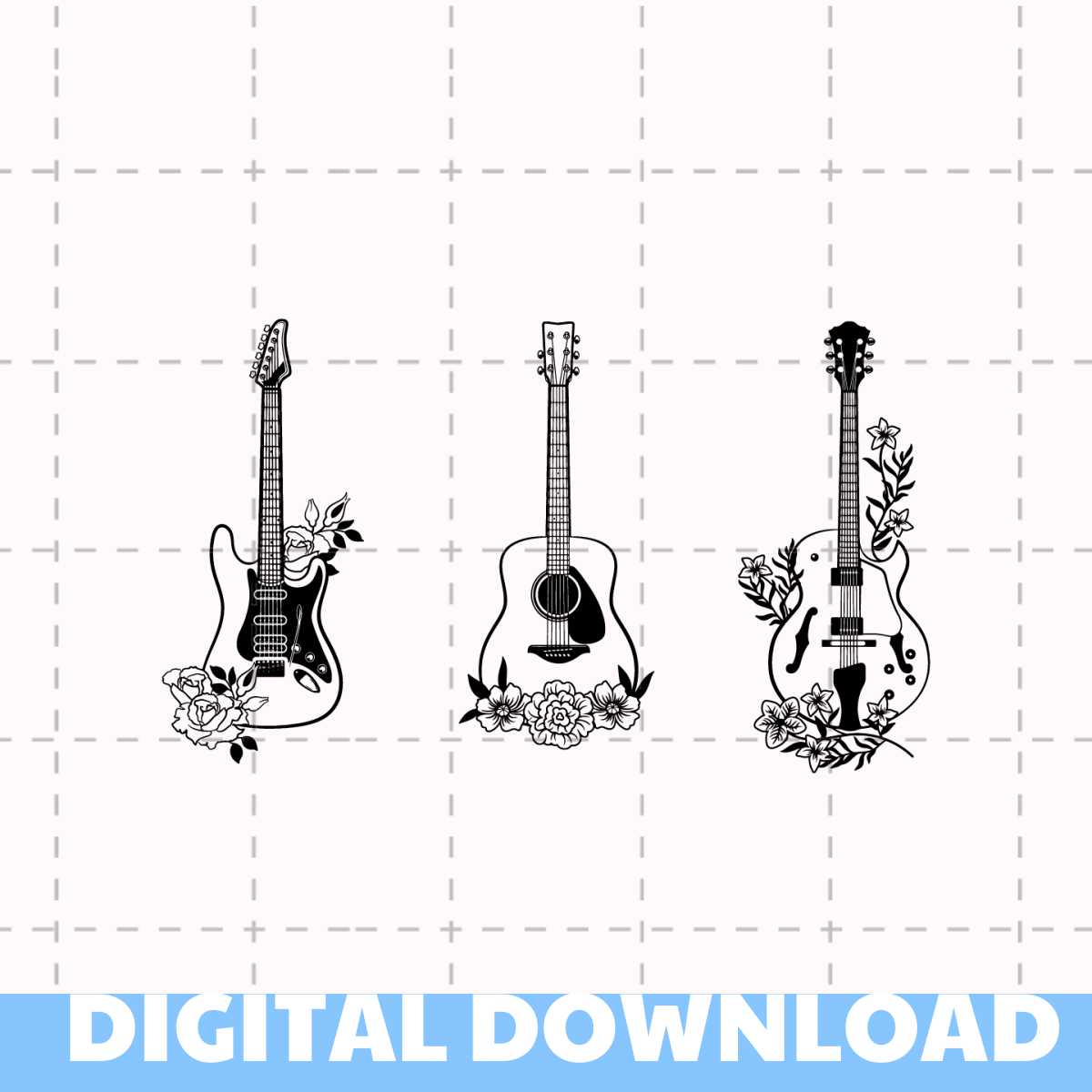 Guitar Svg, Floral Guitar Svg, Acoustic guitar Svg, Flowers | Inspire ...