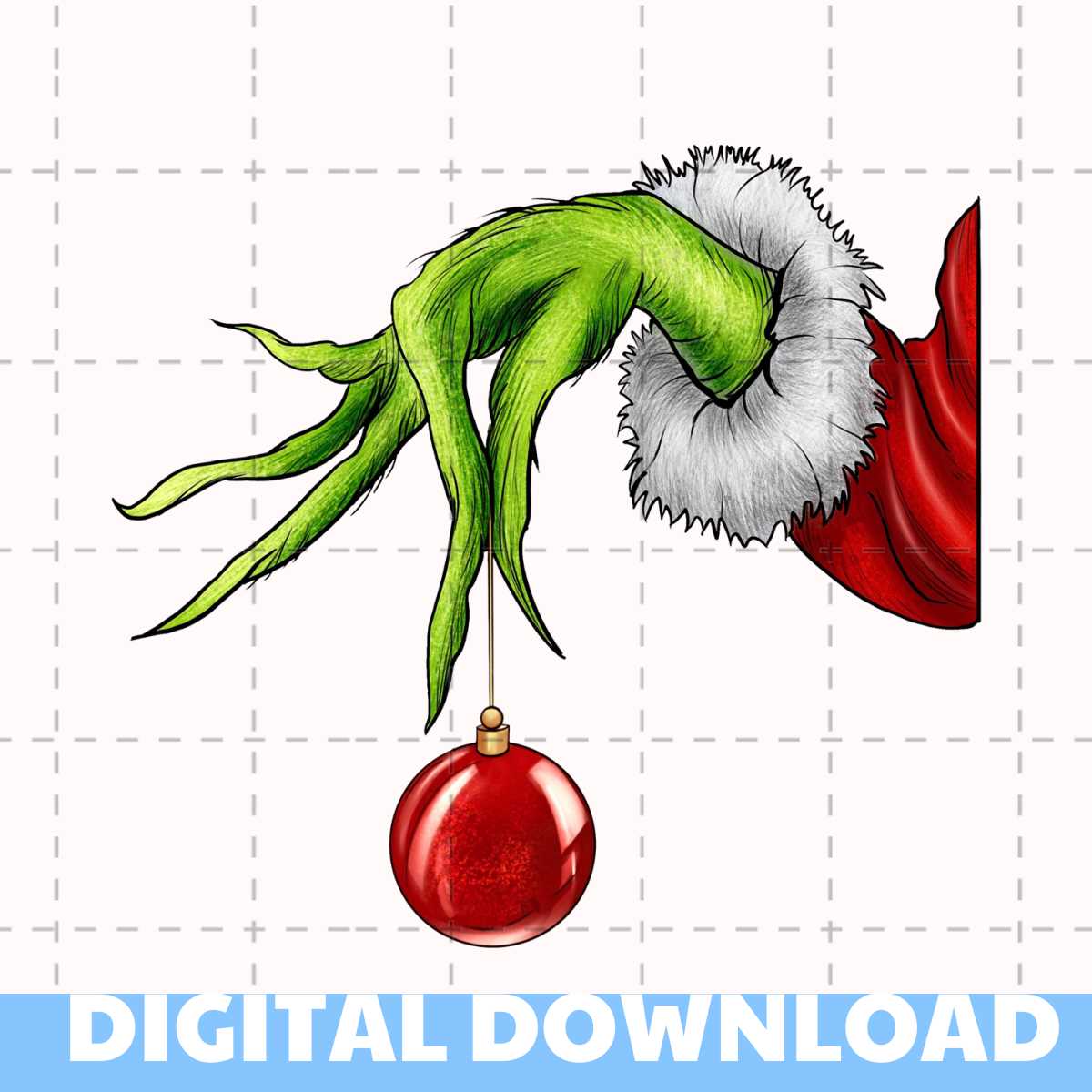 Grinch hand art PNG Original design hand design christmas | Inspire Uplift
