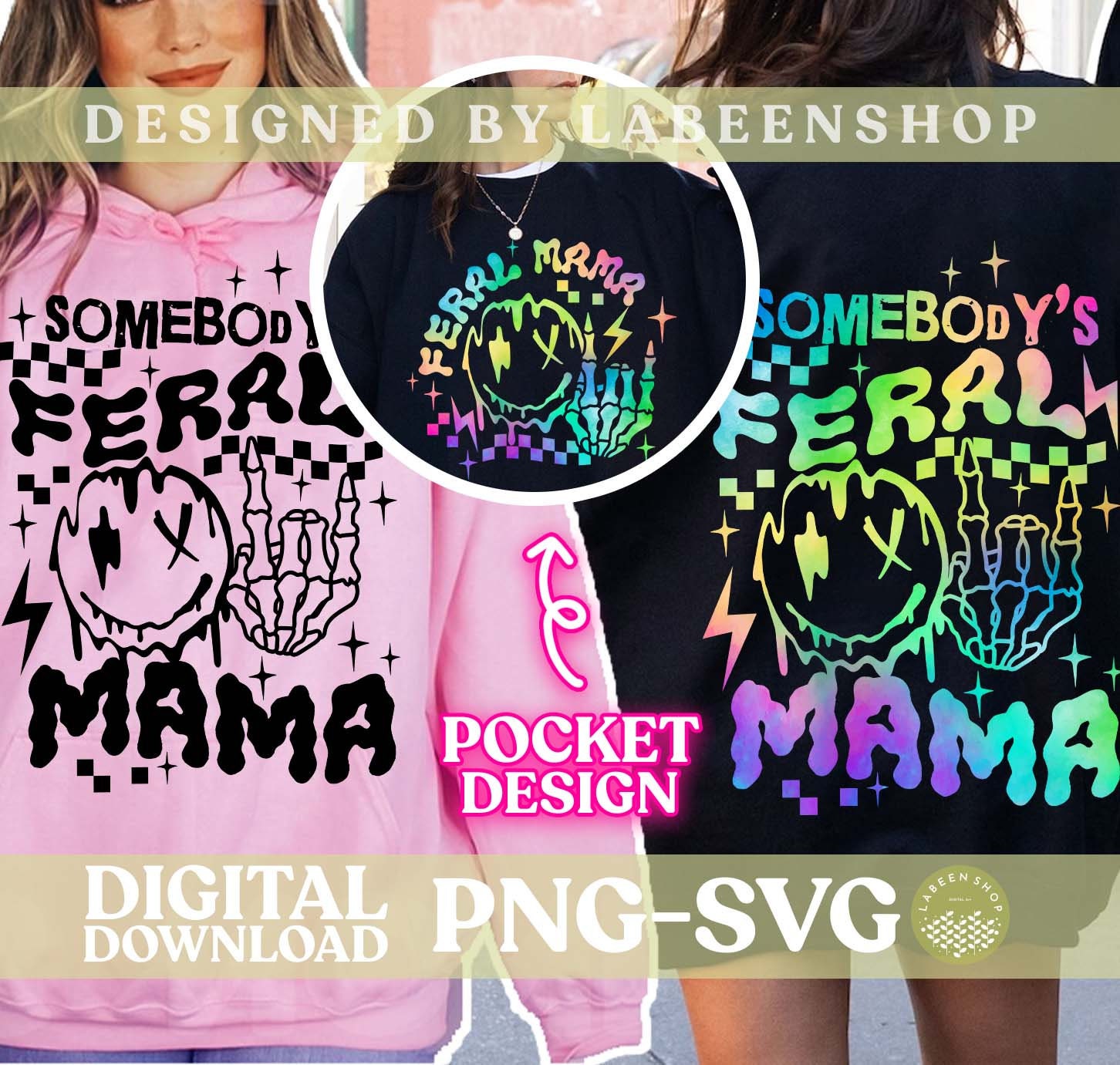 Trendy Svg Design, Somebody's Feral Mama Svg- Png, Funny Mom | Inspire ...