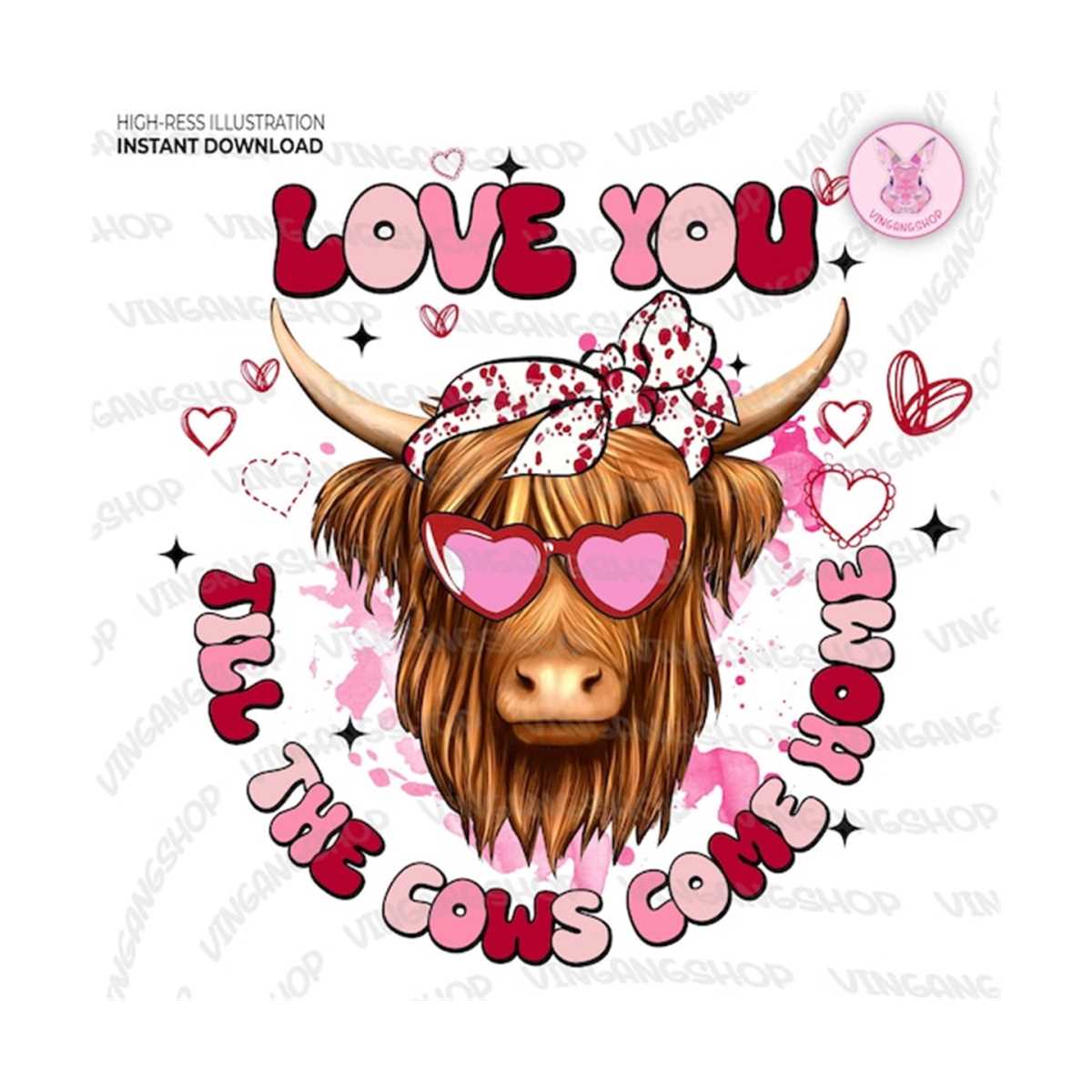 Love You Till The Cows Come Home Png, Highland Cow Valentine | Inspire ...