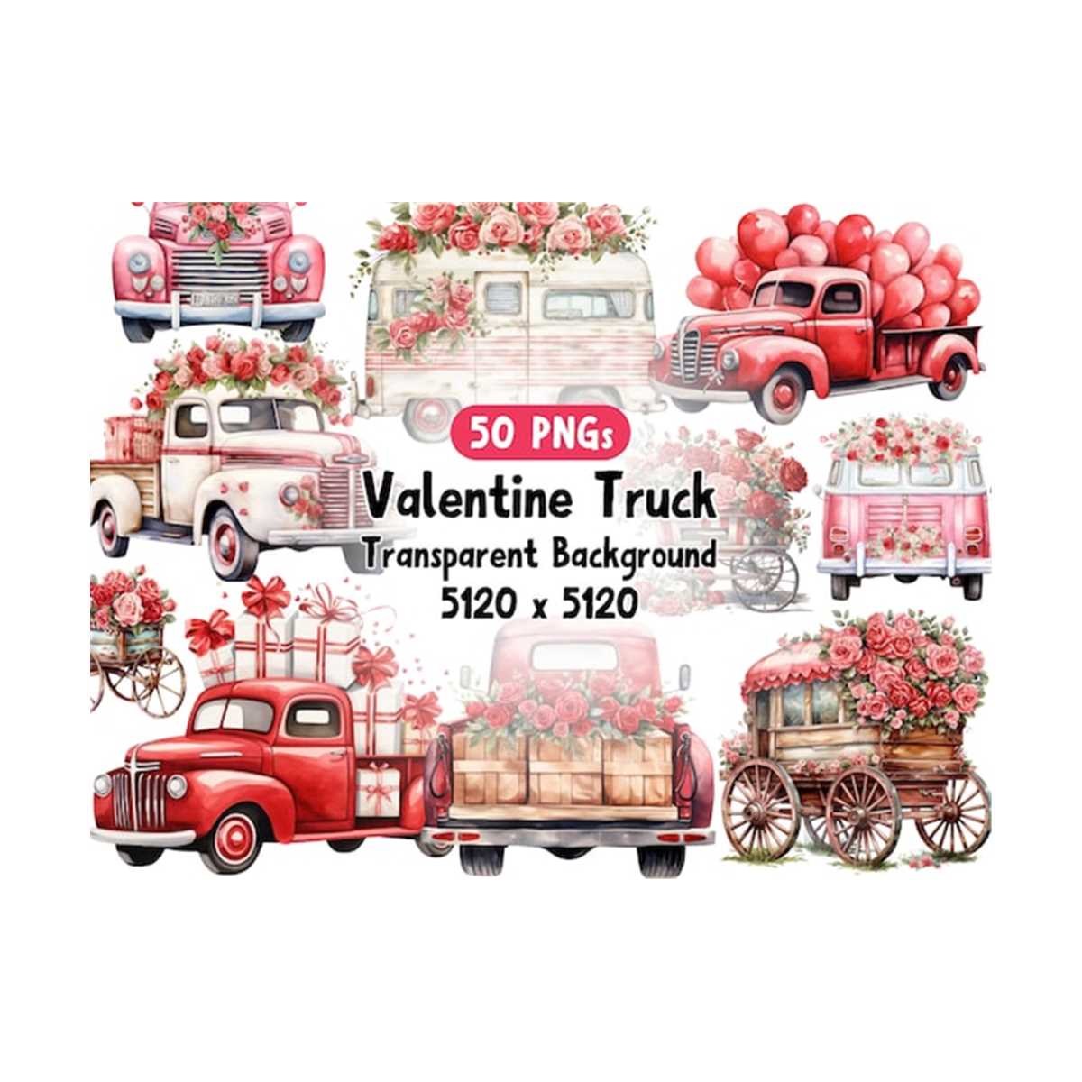 Watercolor Valentine Clipart, Valentine Truck Clipart, Valen | Inspire ...