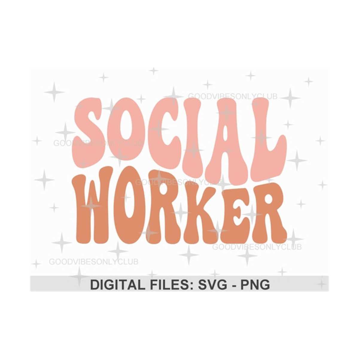 Social Worker SVG PNG, Groovy Retro Wavy Text SVG, Social Wo | Inspire ...