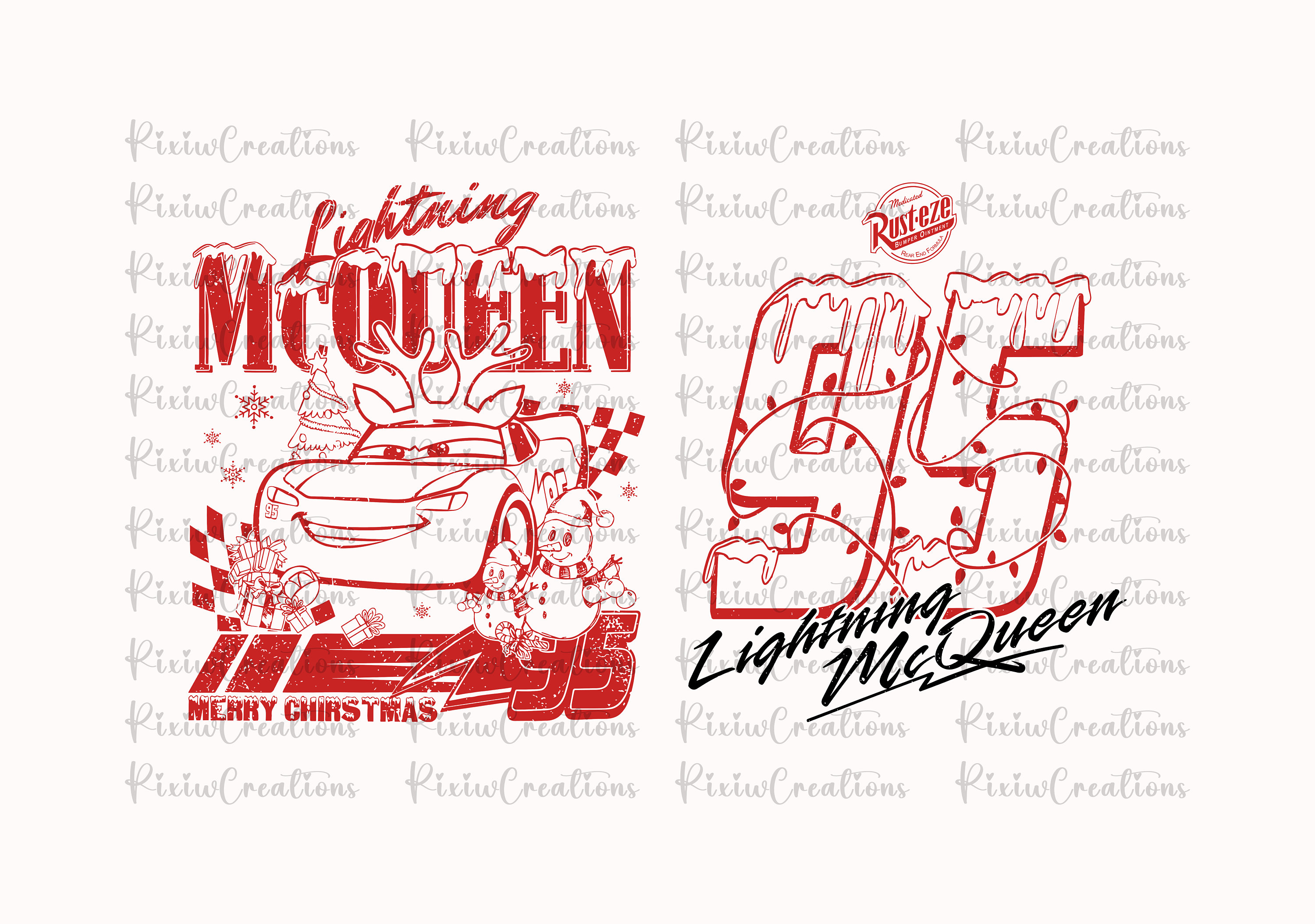 Retro Two-Sided Lightning Car Sublimation Design, Christmas | Inspire ...