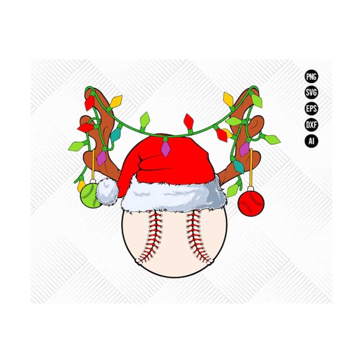 Baseball Reindeer SVG PNG , Santa Hat Christmas svg file shi | Inspire ...