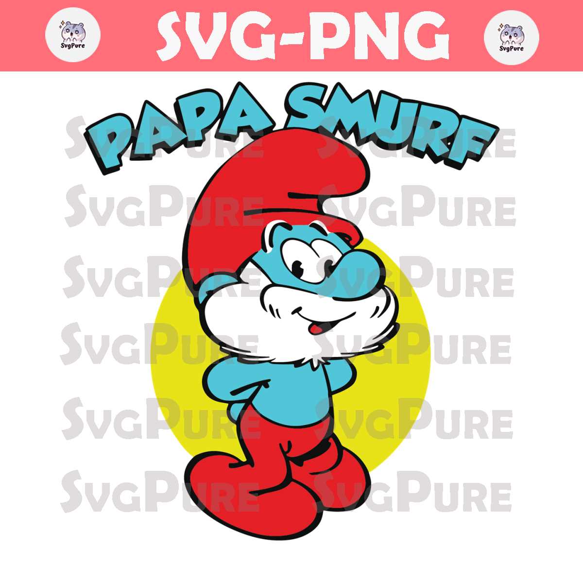 Funny Papa Smurf Cartoon Character SVG - Inspire Uplift